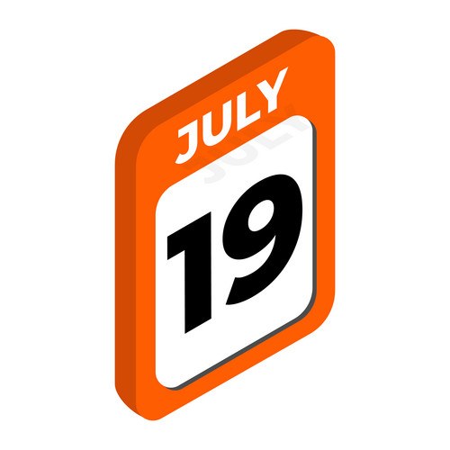 July 19 Calendar Day, Date Icon Vector Illustration With Isometric ...