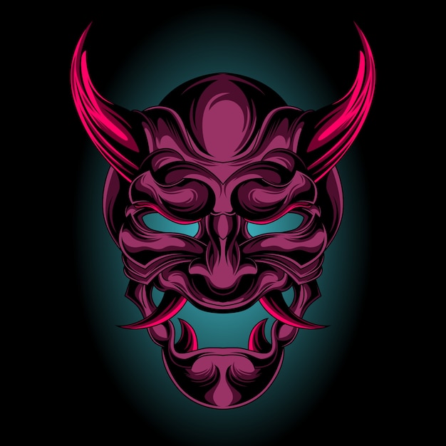 Fierce Demonic Mask with Horns and Glowing Eyes | Jiffy Designs