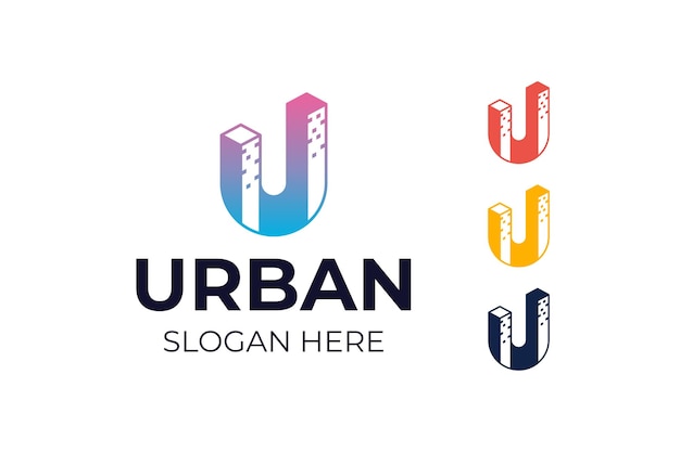 Vibrant Cityscape: Modern U-Shaped Architectural Logo Design | Jiffy ...