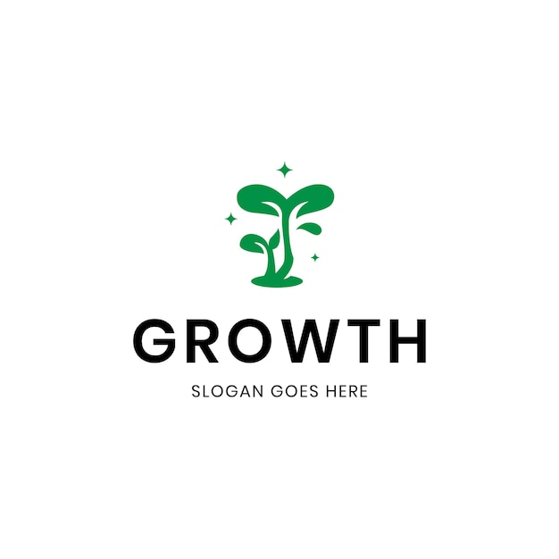 Minimalist Green Plant Growth Logo with Slogan Space | Jiffy Designs