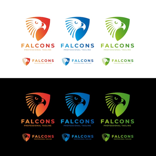 Colorful Falcon Emblems with Dynamic Wing Designs | Jiffy Designs