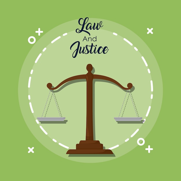 Scales of Justice Illustration with 'Law and Justice' Text | Jiffy Designs