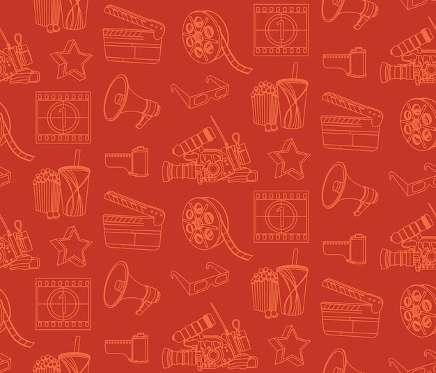 Vibrant Cinema Motifs in Warm Tones: A Cinematic Backdrop | Jiffy Designs