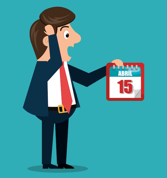 Businessman Holding Calendar with April 15th Highlighted | Jiffy Designs
