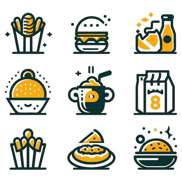 Vibrant Collection of Delicious Food and Beverage Icons | Jiffy Designs