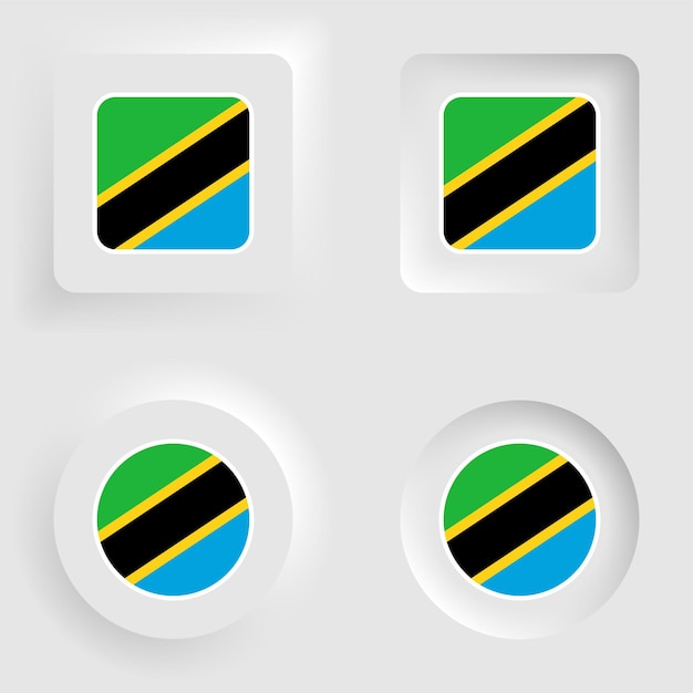 Simple Geometric Flags of Tanzania in Vibrant Colors | Jiffy Designs
