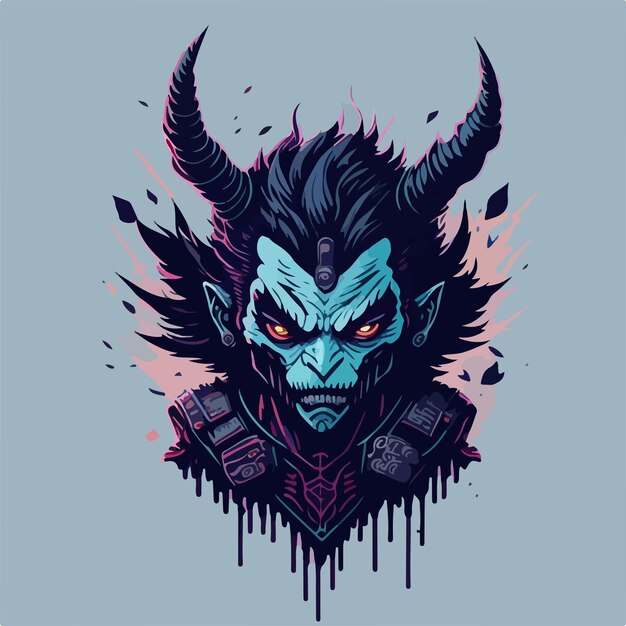 Ferocious Demonic Warrior with Piercing Gaze and Horns | Jiffy Designs