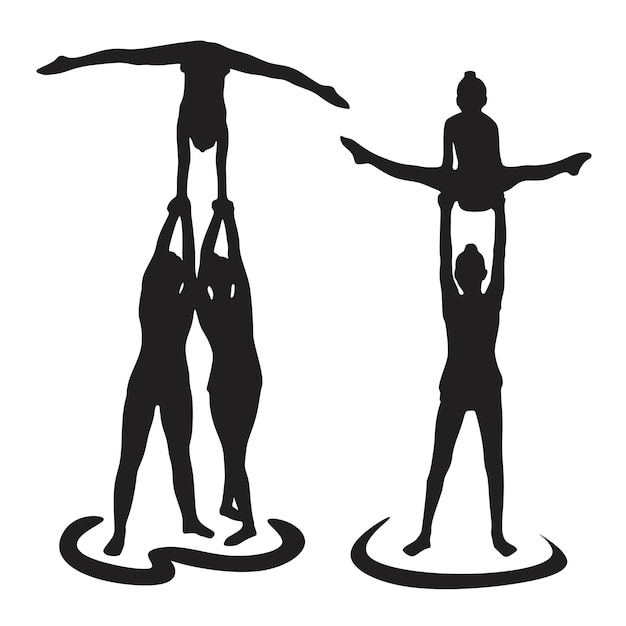 Graceful Silhouettes: Acrobatic Figures in Elegant Poses | Jiffy Designs
