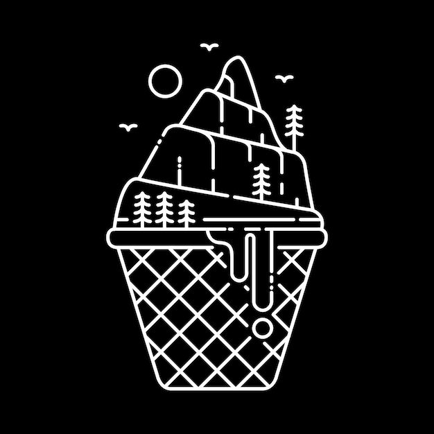 Serene Mountain Landscape Captured in an Ice Cream Cone | Jiffy Designs