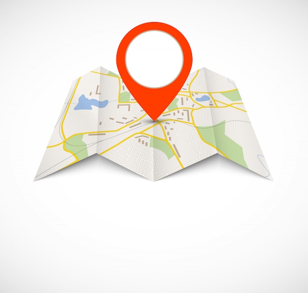 Vibrant Map Pin Marker on Folded City Map | Jiffy Designs