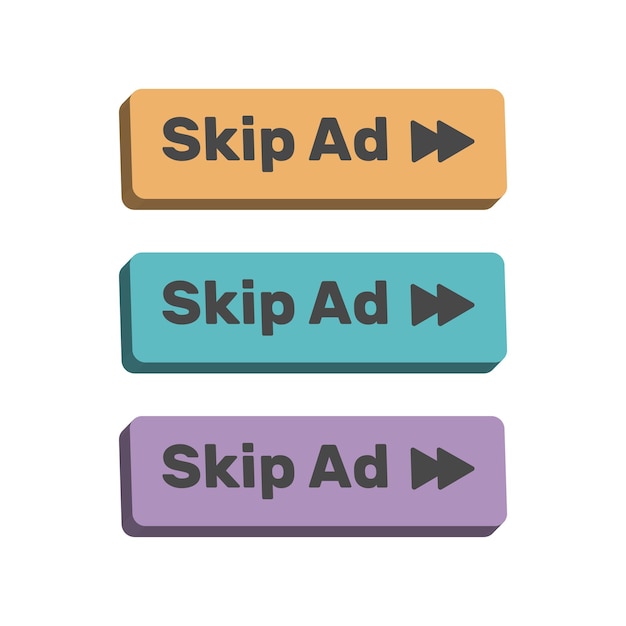 Vibrant Skip Ad Buttons with Minimalist Design | Jiffy Designs