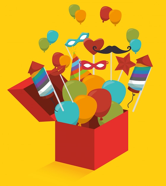 Vibrant Surprise Box with Colorful Party Favors Bursting Out | Jiffy ...