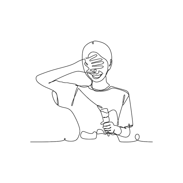 Thoughtful Contemplation: A Minimalist Line Art Portrait | Jiffy Designs
