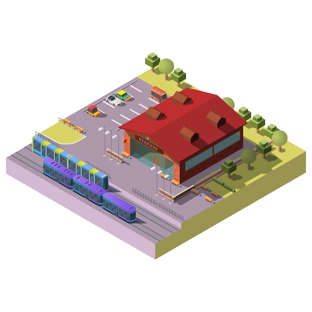 Vibrant Isometric Illustration of a Cozy Cottage Nestled in Nature ...