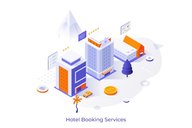 Discover Seamless Hotel Booking with Vibrant City Skyline | Jiffy Designs
