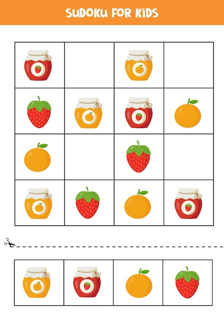 Vibrant Fruit-Themed Sudoku Grid for Kids | Jiffy Designs