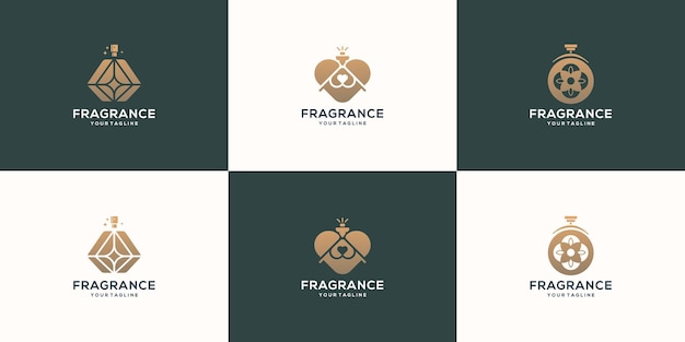 Elegant Fragrance Brand Symbols with Floral and Bottle Motifs | Jiffy ...