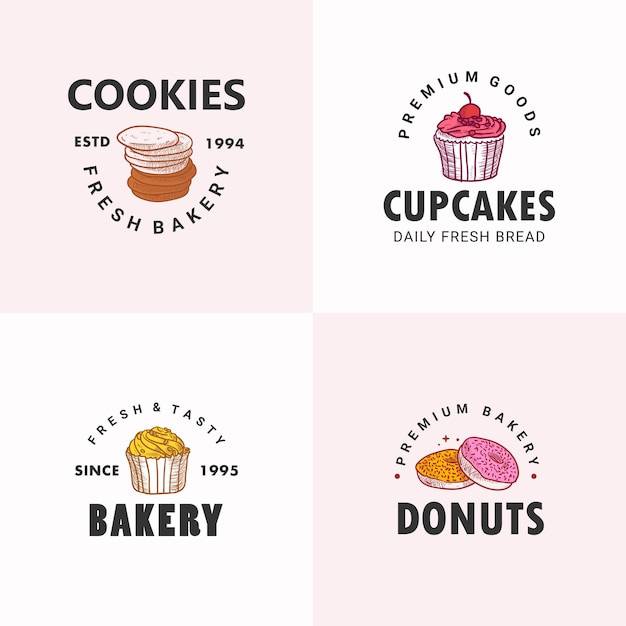 Vintage Bakery Logos with Delectable Baked Goods Illustrations | Jiffy ...