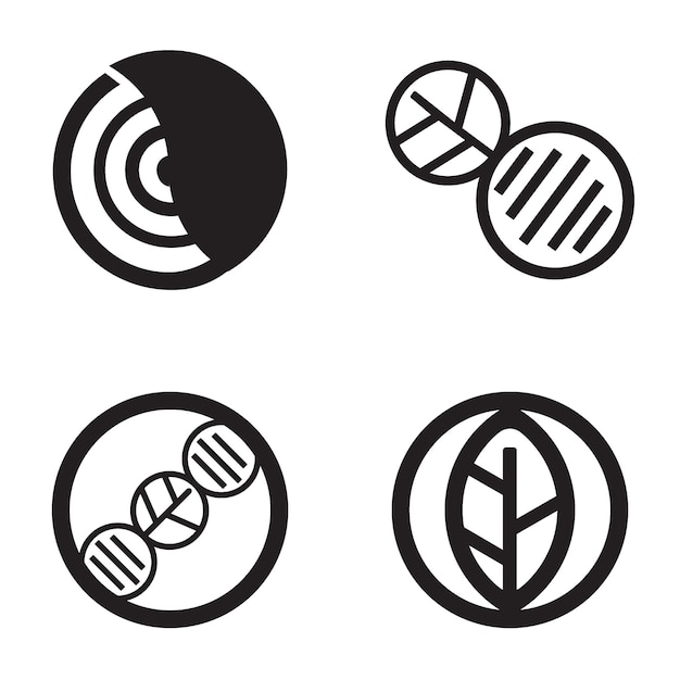 Minimalist Monochrome Geometric Symbols in Simple Circular Designs ...