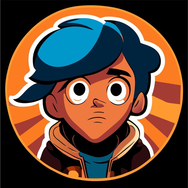 Animated Boy with Curious Expression in Vibrant Circle | Jiffy Designs