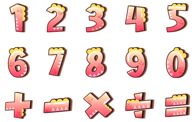 Colorful Retro-Style Numerals and Mathematical Symbols | Jiffy Designs