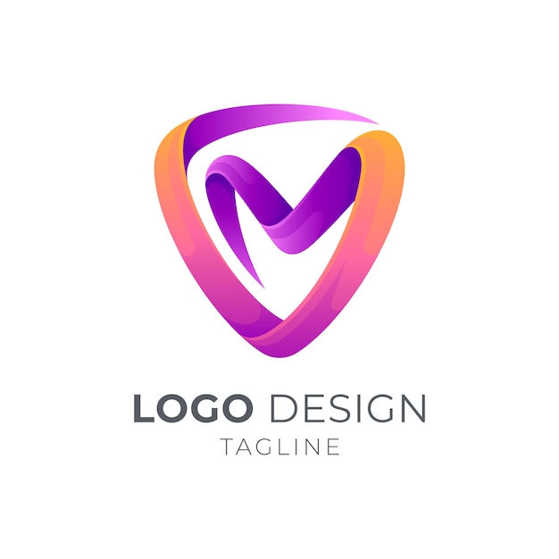 Vibrant Overlapping Letter M in Gradient Shield Shape | Jiffy Designs