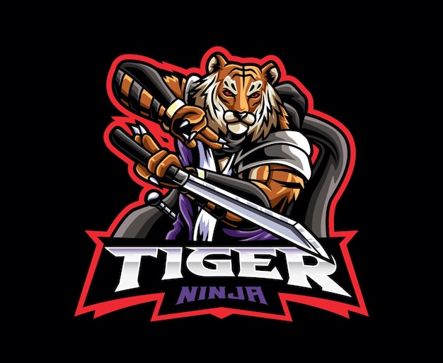 Fierce Tiger Ninja Mascot Emblem in Action Pose | Jiffy Designs