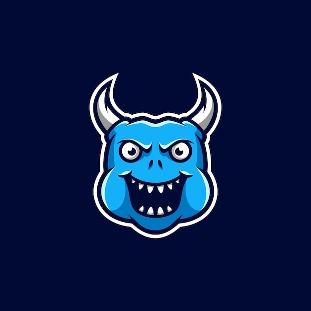 Fierce Blue Monster with Horns and Teeth | Jiffy Designs