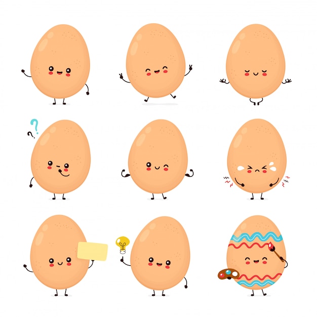 Charming Egg Characters Expressing Diverse Emotions and Personalities ...