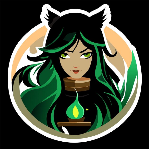 Captivating Emerald Enchantress: A Mystical Emblem | Jiffy Designs