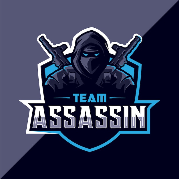 Striking Assassin Emblem with Dual Pistols | Jiffy Designs