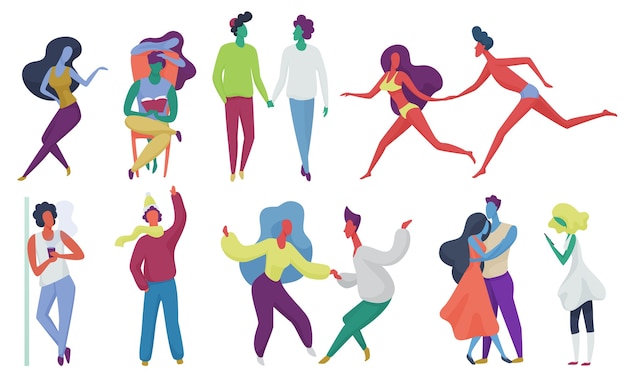 Diverse Collection of Vibrant Illustrated Figures in Dynamic Poses ...