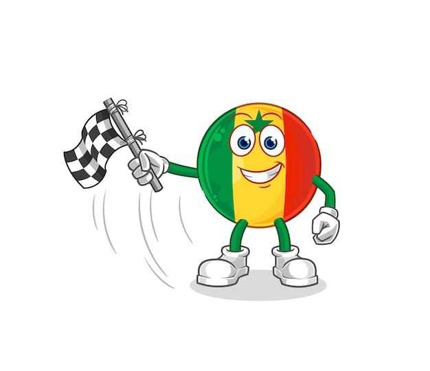 Cheerful Checkered Flag-Waving Cartoon Ball Character | Jiffy Designs