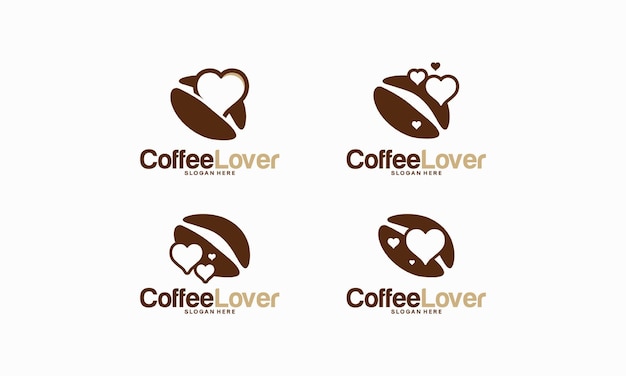Diverse Coffee-Themed Logos with Heart Motifs | Jiffy Designs