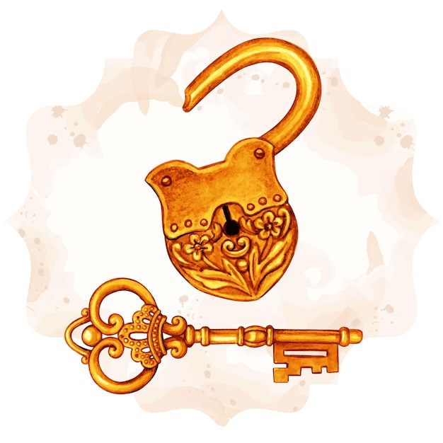 Ornate Golden Lock and Key, Symbolic of Secrets and Mystery | Jiffy Designs