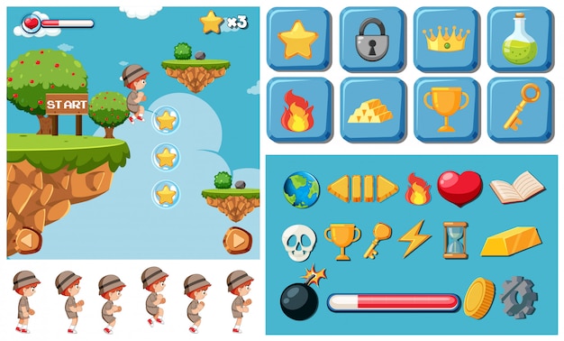 Charming Platformer Game Elements and Icons Collection | Jiffy Designs
