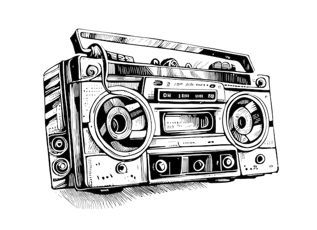 Retro Boombox with Analog Dials and Buttons Illustration | Jiffy Designs