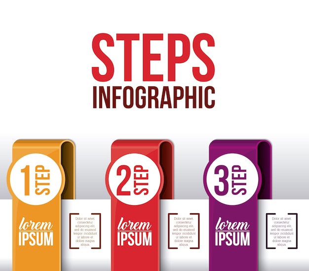 Stylized Steps Infographic with Text Placeholders and Color Blocks ...