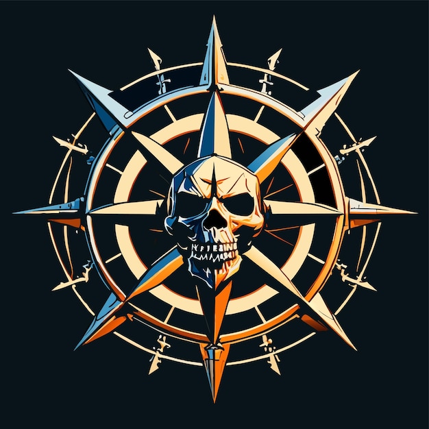 Captivating Skull Compass Rose Emblem | Jiffy Designs