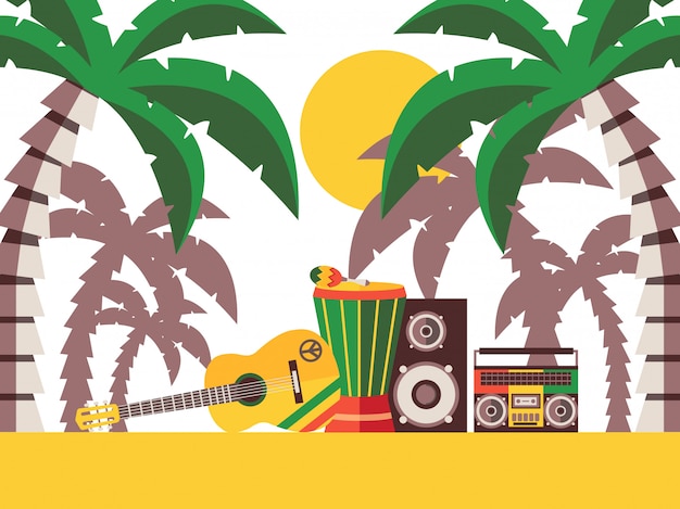Vibrant Tropical Paradise with Musical Instruments | Jiffy Designs