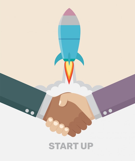 Startup Launch Handshake with Rocket Illustration | Jiffy Designs