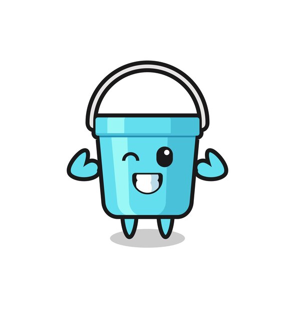 Cheerful Bucket Character Flexing Muscles | Jiffy Designs