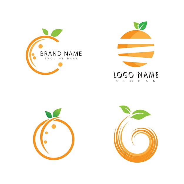 Vibrant Citrus Fruit Logos with Leaf Accents | Jiffy Designs