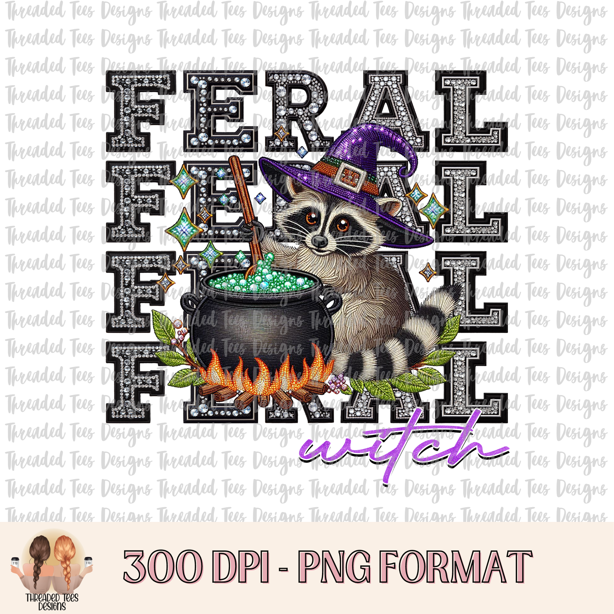 'Feral Witch' Featuring Whimsical Raccoon and Magical Cauldron | Jiffy ...