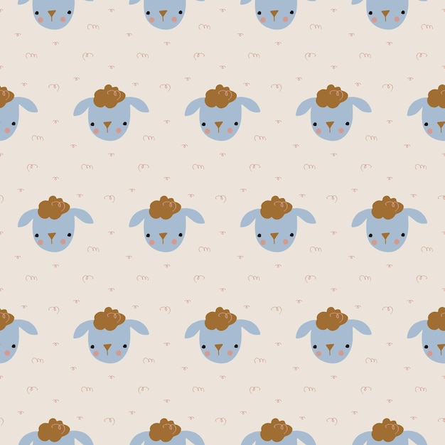 Adorable Sheep Faces in Repeating Pattern | Jiffy Designs