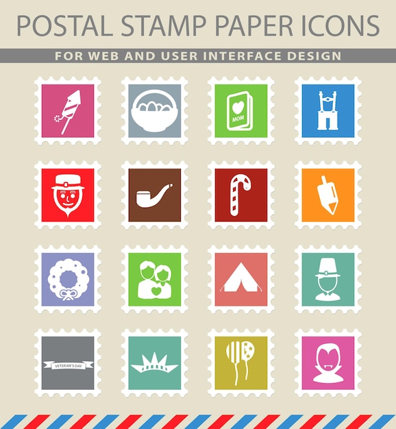 Vibrant Postal Stamp Paper Icons for Diverse Design Needs | Jiffy Designs
