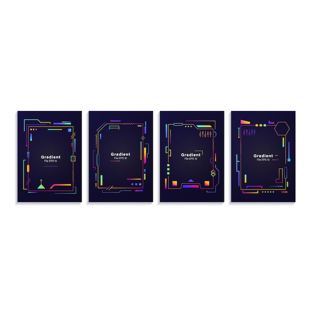 Futuristic Gadget Blueprints in Neon Frames | Jiffy Designs