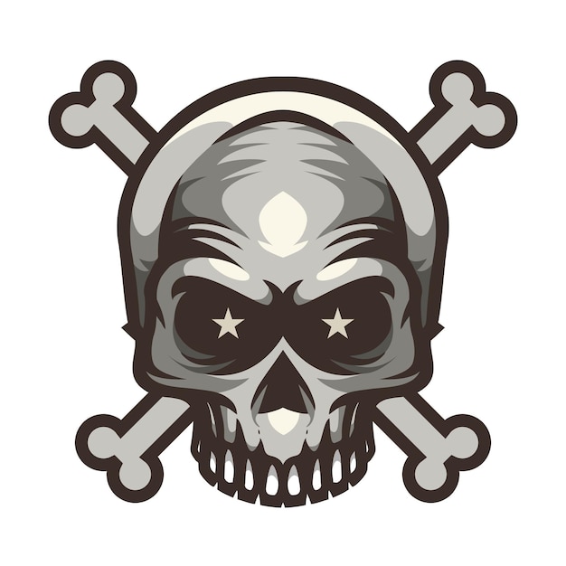 Menacing Skull with Crossbones in Striking Monochrome Illustration ...