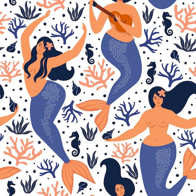 Enchanting Underwater Mermaids Surrounded by Vibrant Coral | Jiffy Designs