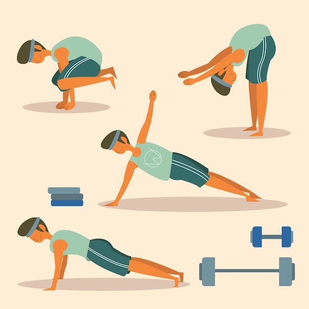 Diverse Fitness Poses and Exercises Illustrated Collection | Jiffy Designs